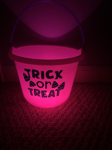 Halloween bucket trick-or-treat Pink light up Candy bucket kids Safety ...
