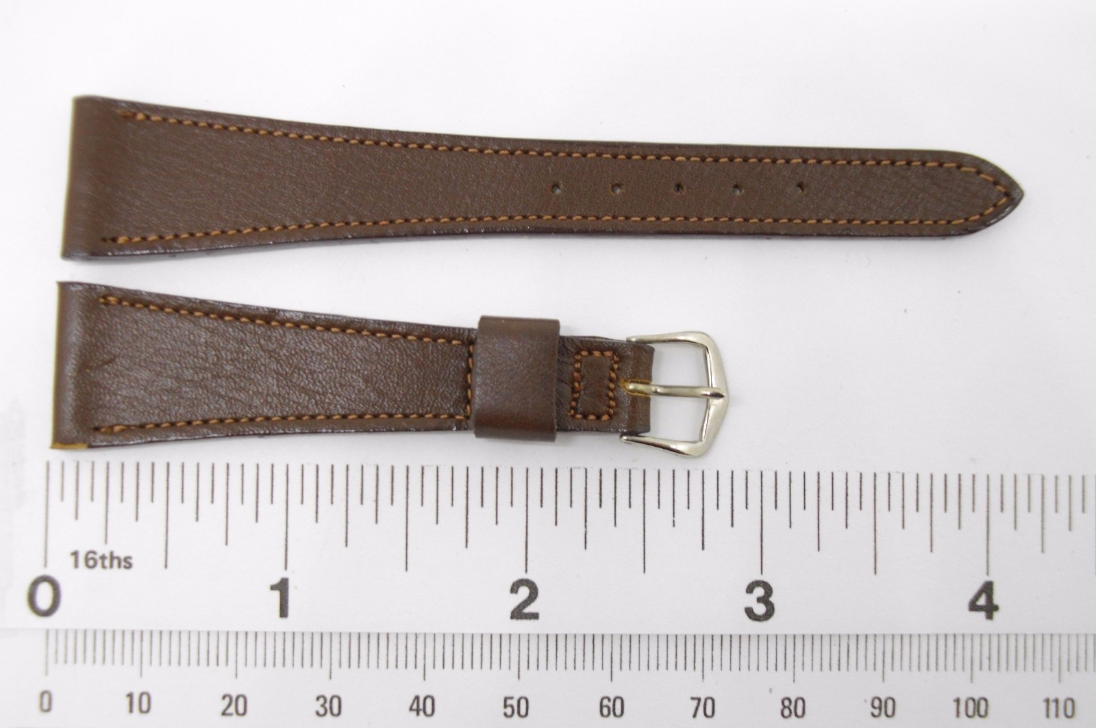 Watchband Mormac Gemex DELUXE CALF leather stitched Brown watch strap ...