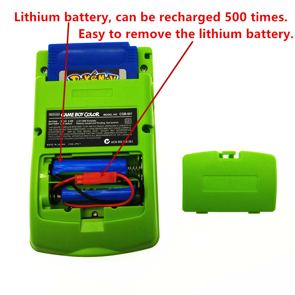 Apple Green Rechargeable Nintendo Game Boy Color GBC Console +Game Card ...