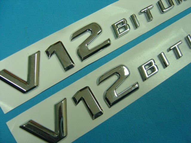 Pair Chrome * V12 BITURBO * Emblems Mercedes AMG S65 CL65 S63 SL65 G65 ...