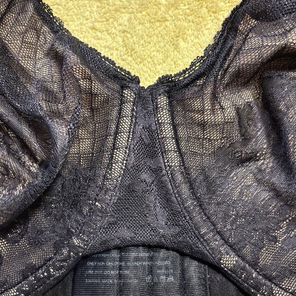 Curvation Women Bra 42D Black Stretch Lace on Nud Full Figure Coverage ...