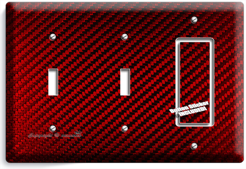 RED CARBON FIBER LOOK LIGHT SWITCH OUTLET COVER WALL PLATE MAN CAVE ...
