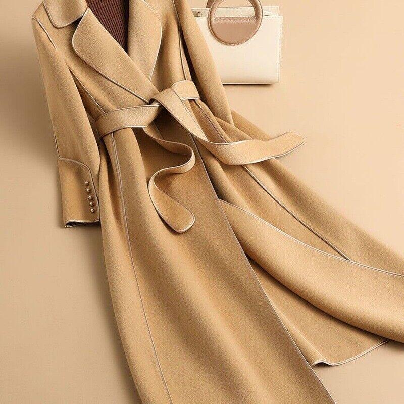 Women's Formal Business Autumn Spring Overcoat Elegant Belt Warm Mid ...