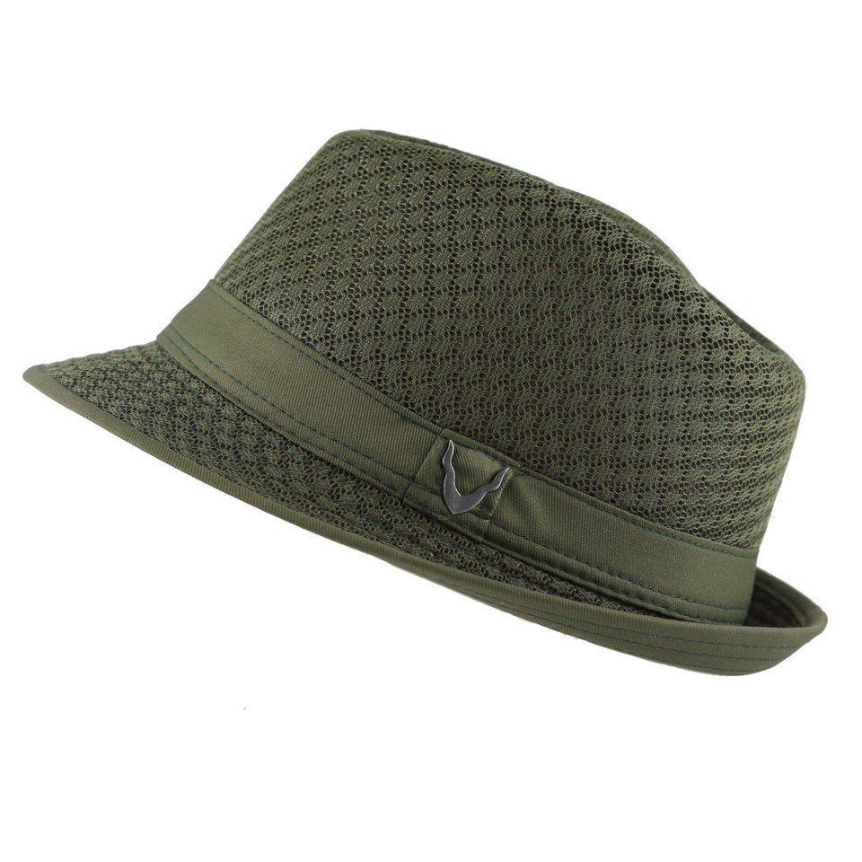 Fedora Hat - Black Horn Light Weight Classic Soft Summer Cool Mesh ...