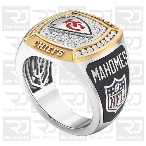 Kansas City Chiefs Men's Moissanite Two Tone Silver Championship Ring ...