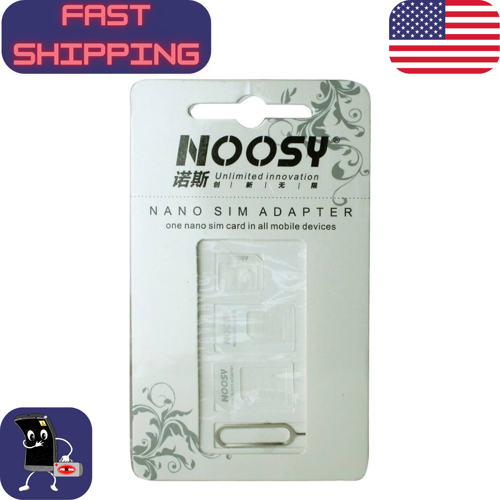 Noosy SIM Card Adapter Nano Micro Standard Converter Kit with SIM Tray ...