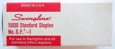 Vintage Swingline 5000 SF-1 Staples Made in USA - Complete Box of 5000 ...