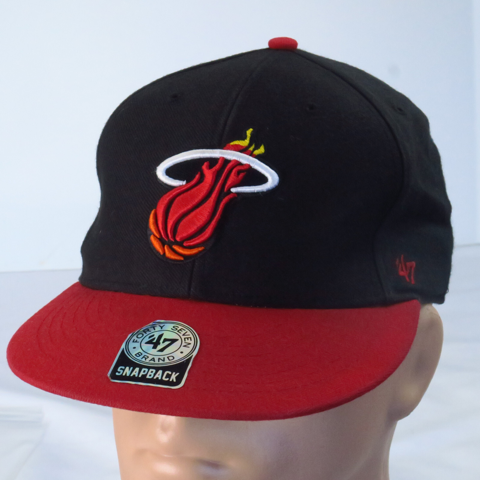 ‘47 Miami Heat Red Black Snapback Hat Cap Hardwood Classics Wool Blend ...