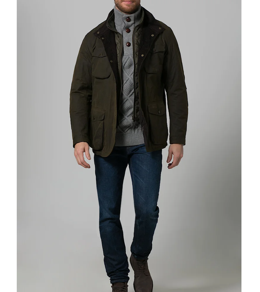 BARBOUR Ogston Wax Jacket w/ Elbow Patches Olive MSRP$625 British ...