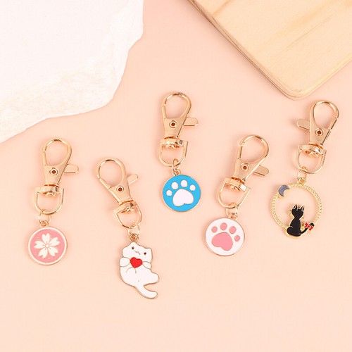 Cute Enamel Cartoon Cat Keychain Animal Key Ring Pendants For Women ...