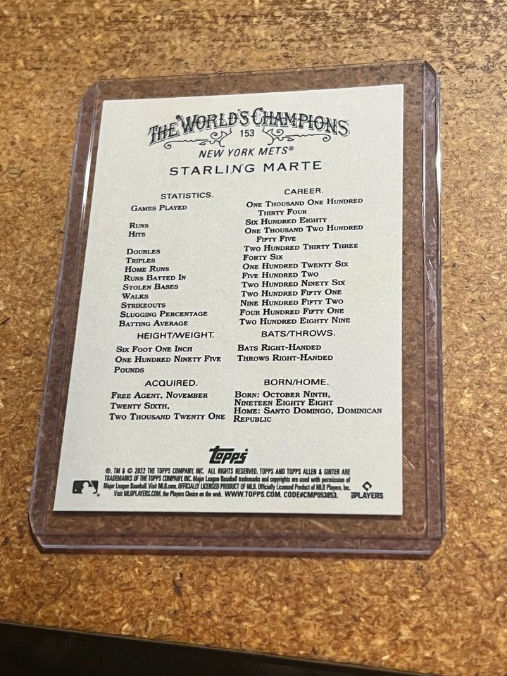 2022 Topps Baseball Allen & Ginter # 153 Starling Marte | eBay