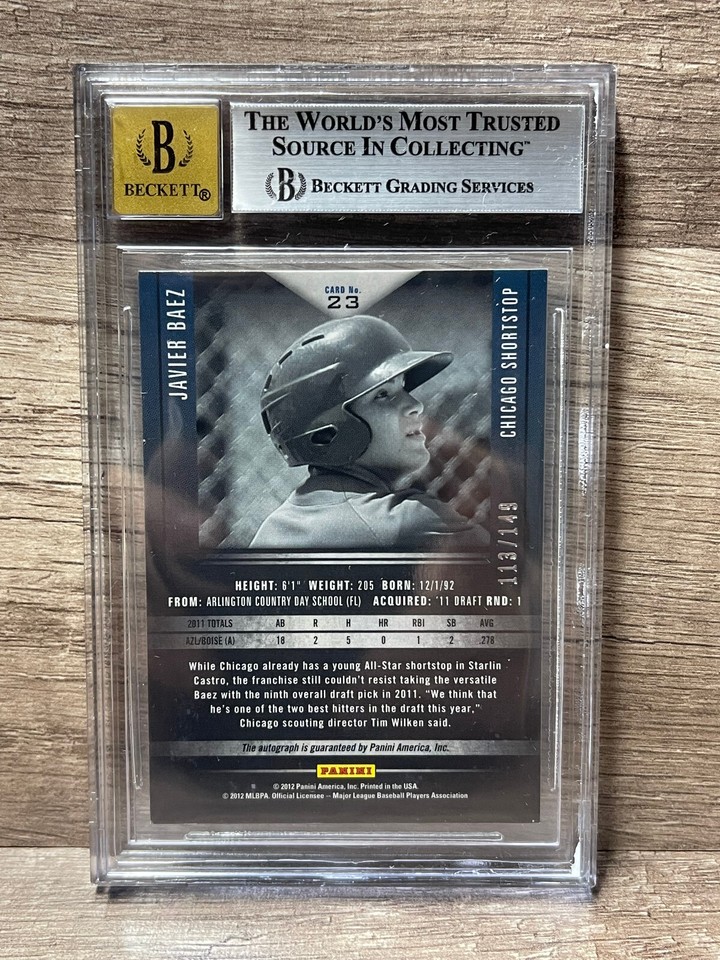 2011 Panini Limited Draft Hits Signatures /149 Javier Baez #23 BGS 8.5 ...