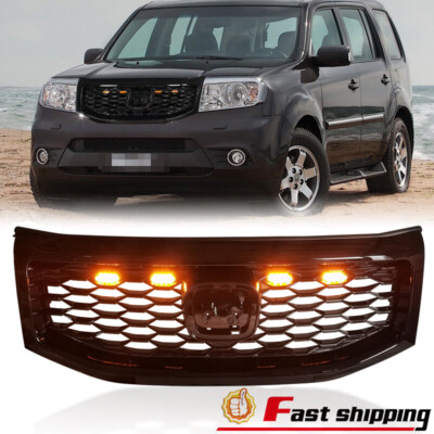 2012-2015 Honda Pilot Front Upper Honeycomb Gloss Black Grill Fit w ...