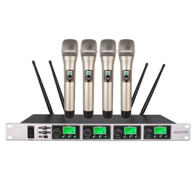 UHF Wireless Microphones System 4 Handheld Metal 4 Channels, for shure ...