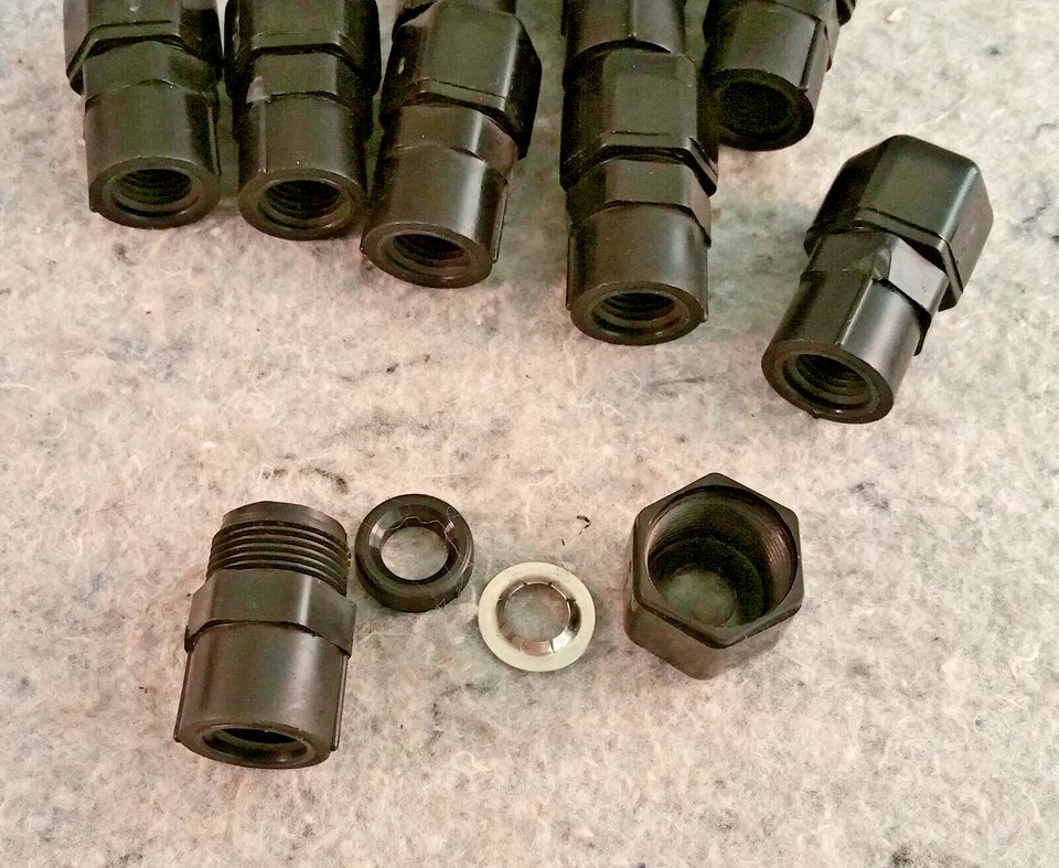 9X Parker Fast & Tite Reducing Unions P6UC4, Black PPL, 3/8"Tube x 1/4 ...