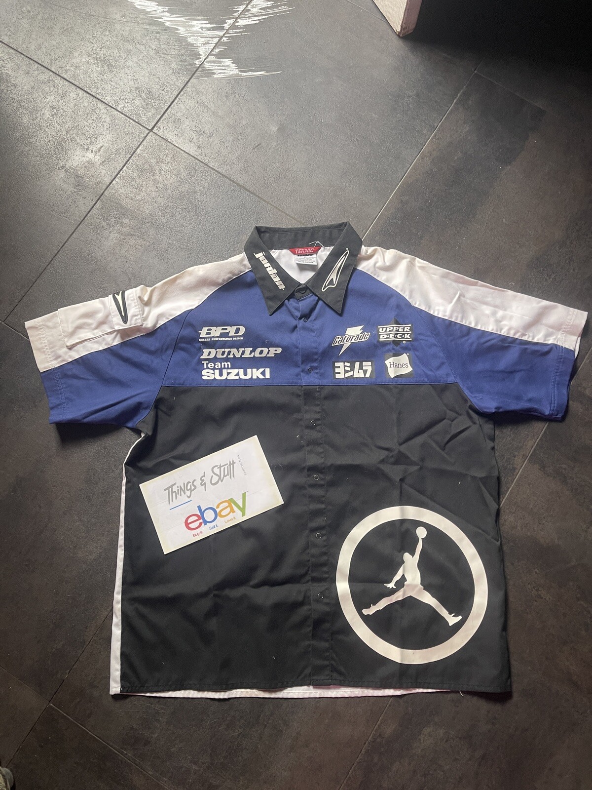 rare michael jordan teknic suzuki motorcycle pit shir… - Gem