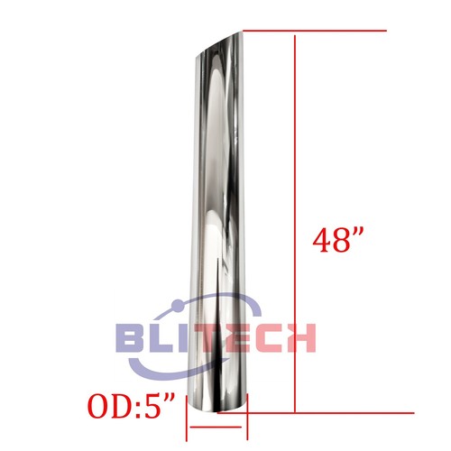 Chrome 5 Inch stack pipe 5"OD X 48" Mitre Cut Truck Exhaust Pipe | eBay