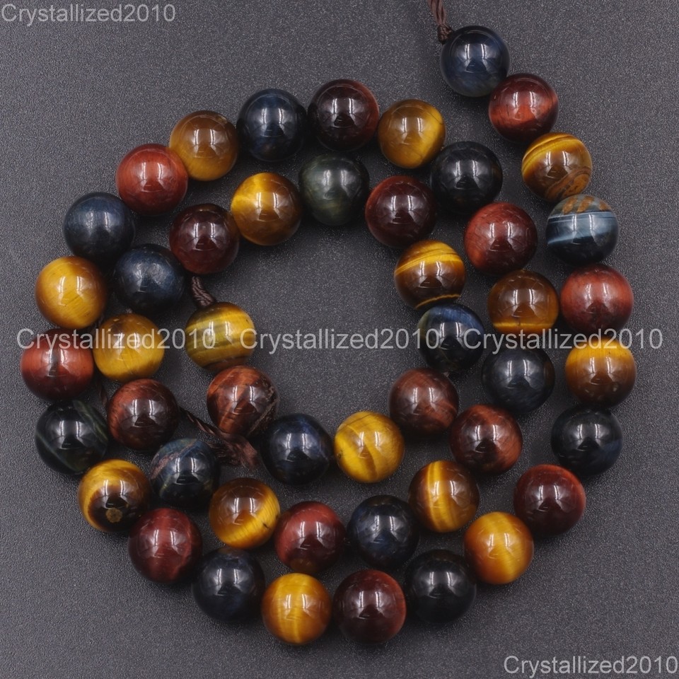 Natural Gemstone Multi-Color Tiger's Eye Round Beads 4mm 6mm 8mm 10mm ...