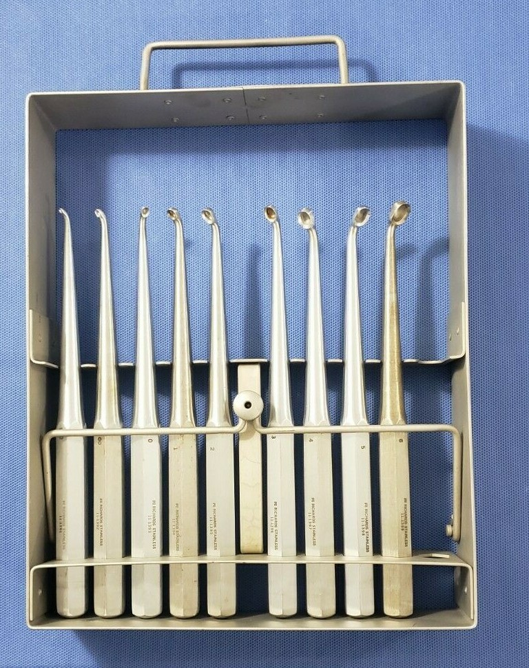 Richards 11-1399 Surgical Orthopedic Rack with Angled Curette Set of 9 ...