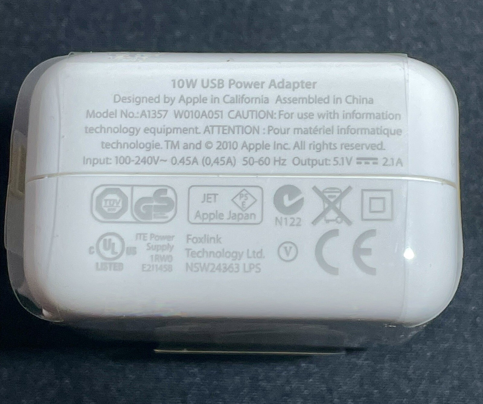 Apple 10W USB Power Adapter for iPad - A1357 Cord not included - New in ...