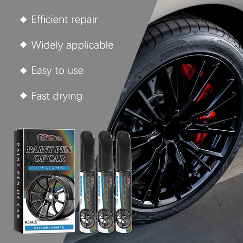 3X Matte Black Rim Touch Up Paint Wheel Scratch Repair Pen for Car ...