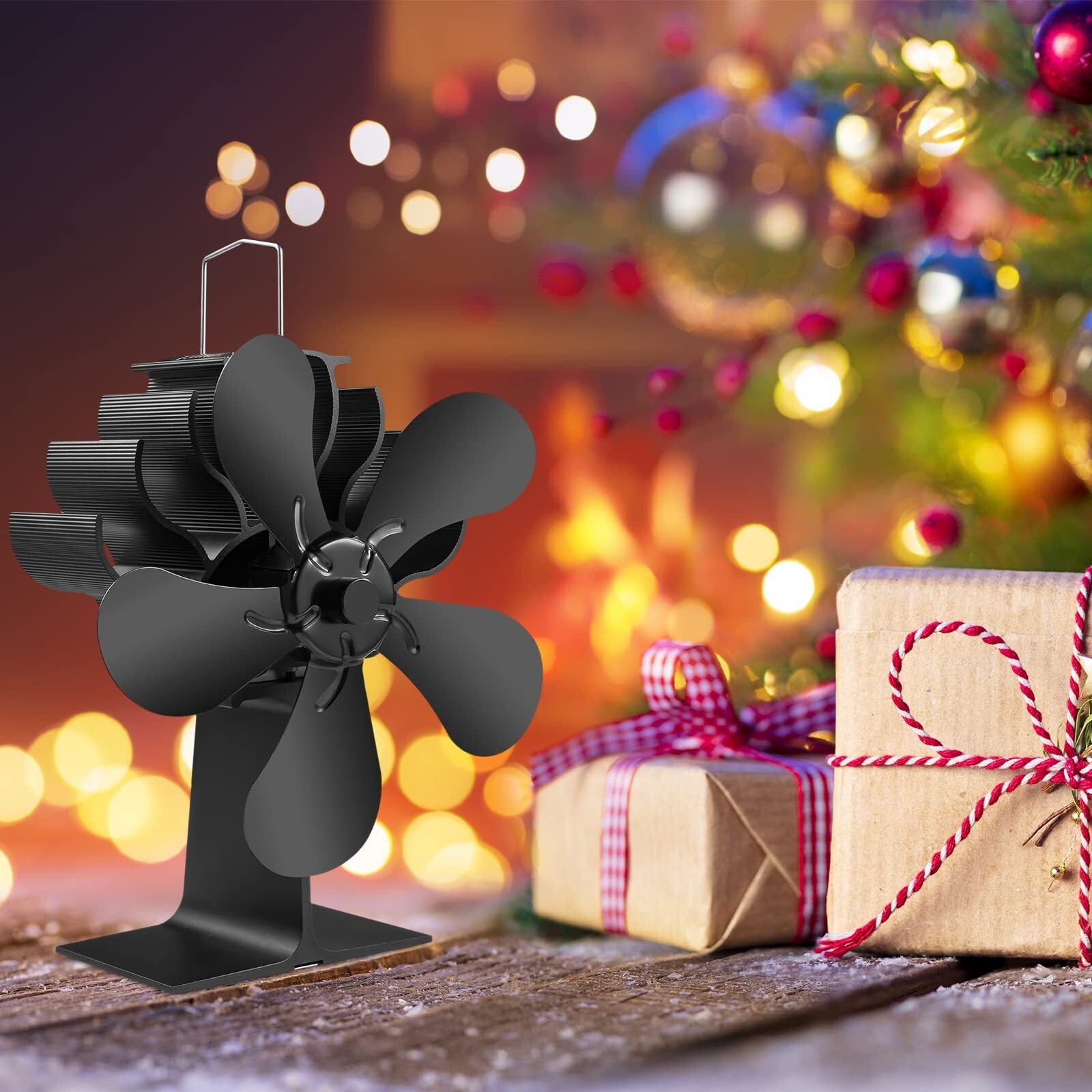 PYBBO Wood Stove Fan 5 Blades, Heat Powered Fireplace Fans Eco Fan for ...