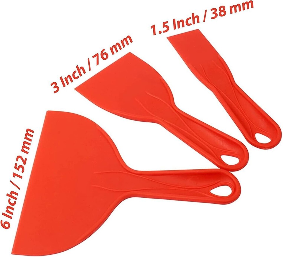 Original 3pc Plastic Scraper Set Spatula Putty Knife Spreader Filler ...