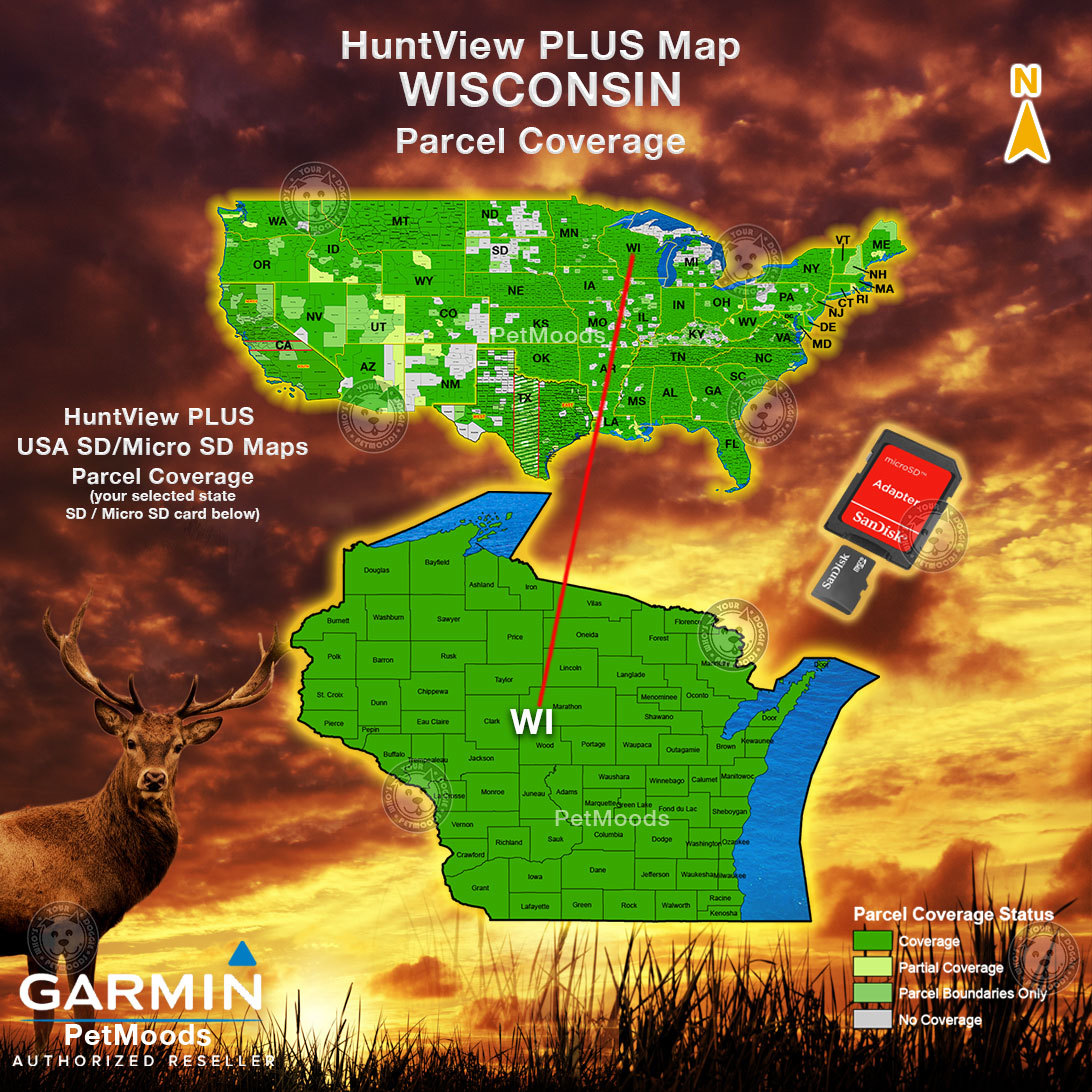 Garmin HuntView PLUS Map WISCONSIN - MicroSD Birdseye Satellite Imagery ...