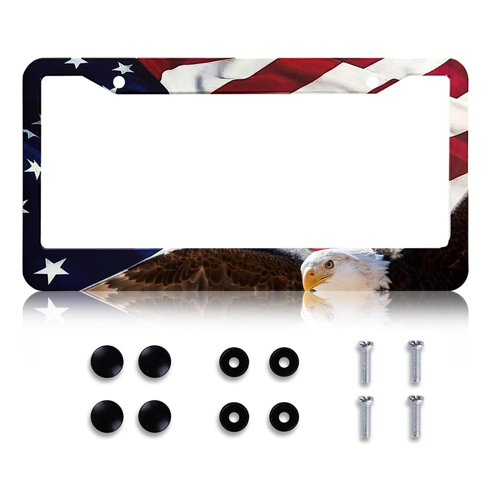 American Flag Eagle License Plate Frame - American Flag Design License ...