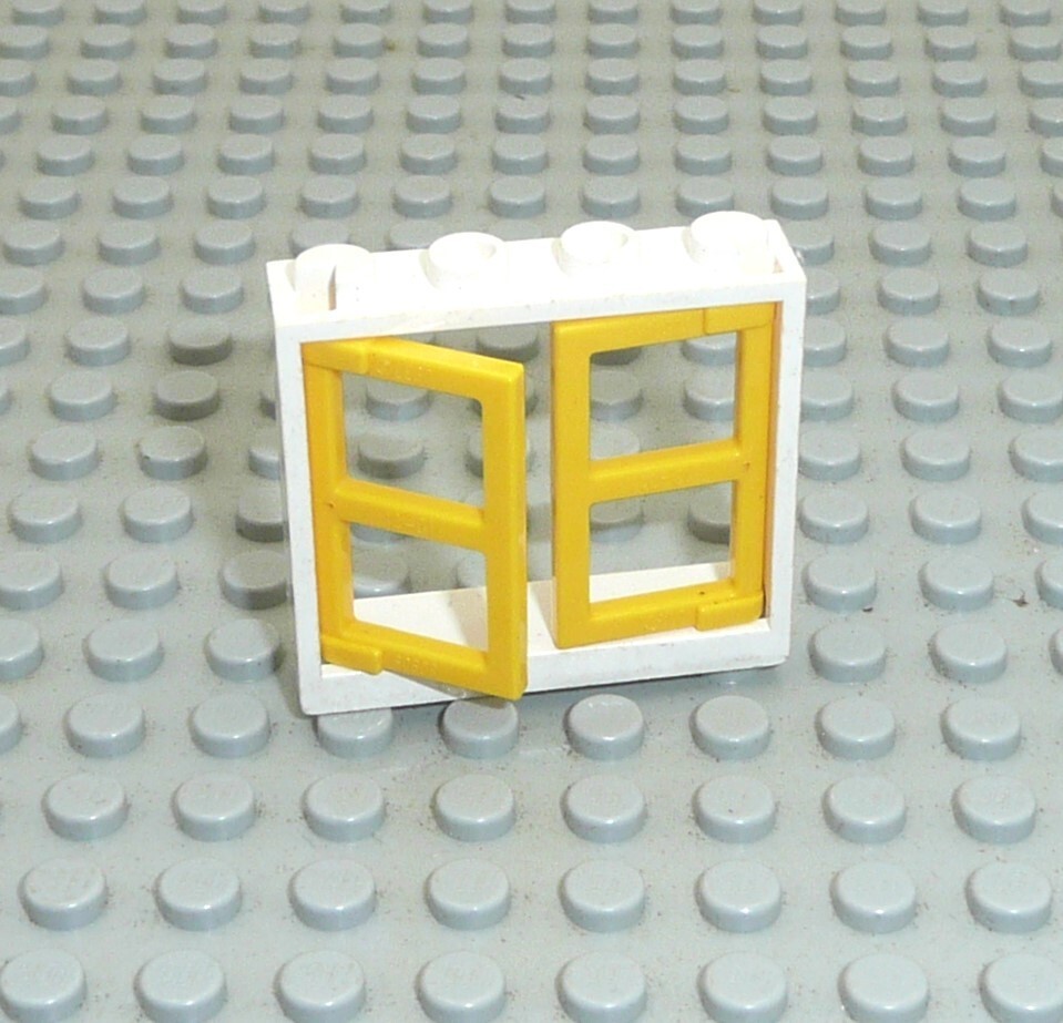 LEGO part 60594 WHITE Window 1x4x3 with YELLOW Panes 60608 | eBay