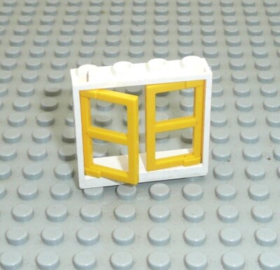 LEGO part 60594 WHITE Window 1x4x3 with YELLOW Panes 60608 | eBay