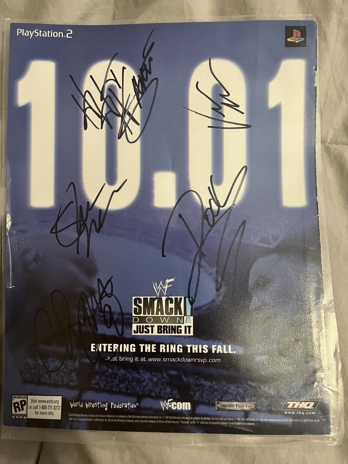 2001 WWE Photo Autograph Signed Rock Vince McMahon HHH More Vintage WWF ...