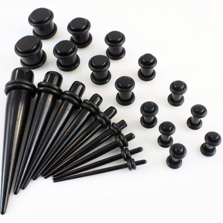 28pc Ear Taper Kit + Plug Set 16G-00G Gauges Expander Set Stretchers 1 ...