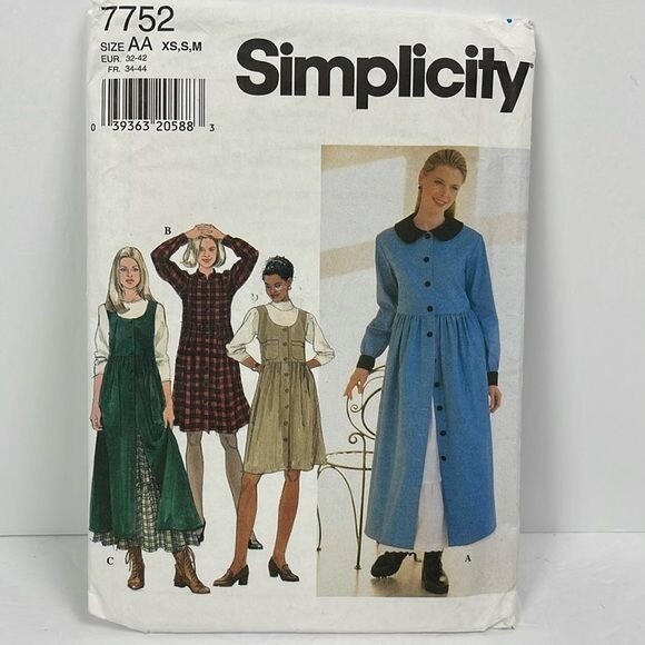 Simplicity 7752 Pattern Misses Dress Jumper Petticoat Size AA XS S M ...
