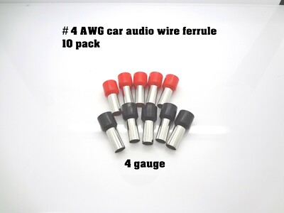 red & black 4 Gauge Wire Ferrule car audio Amp Amplifier Power Ground 4 ...
