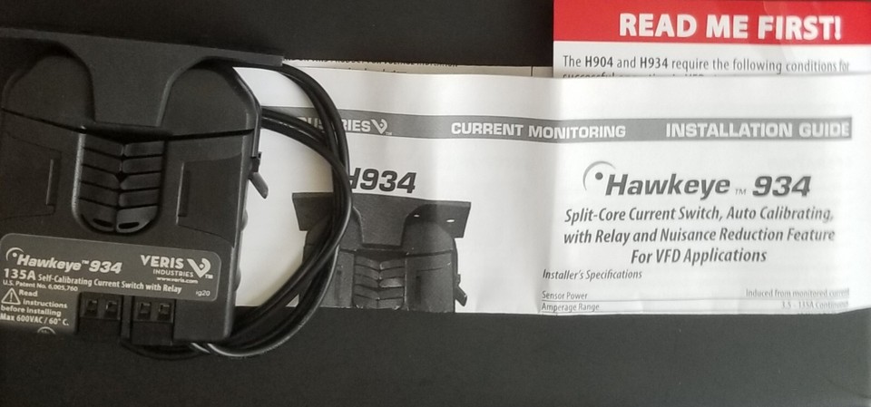 NEW Veris Hawkeye H934 | CURRENT SWITCH/RELAY COMBO | SPLIT CORE | SPST ...