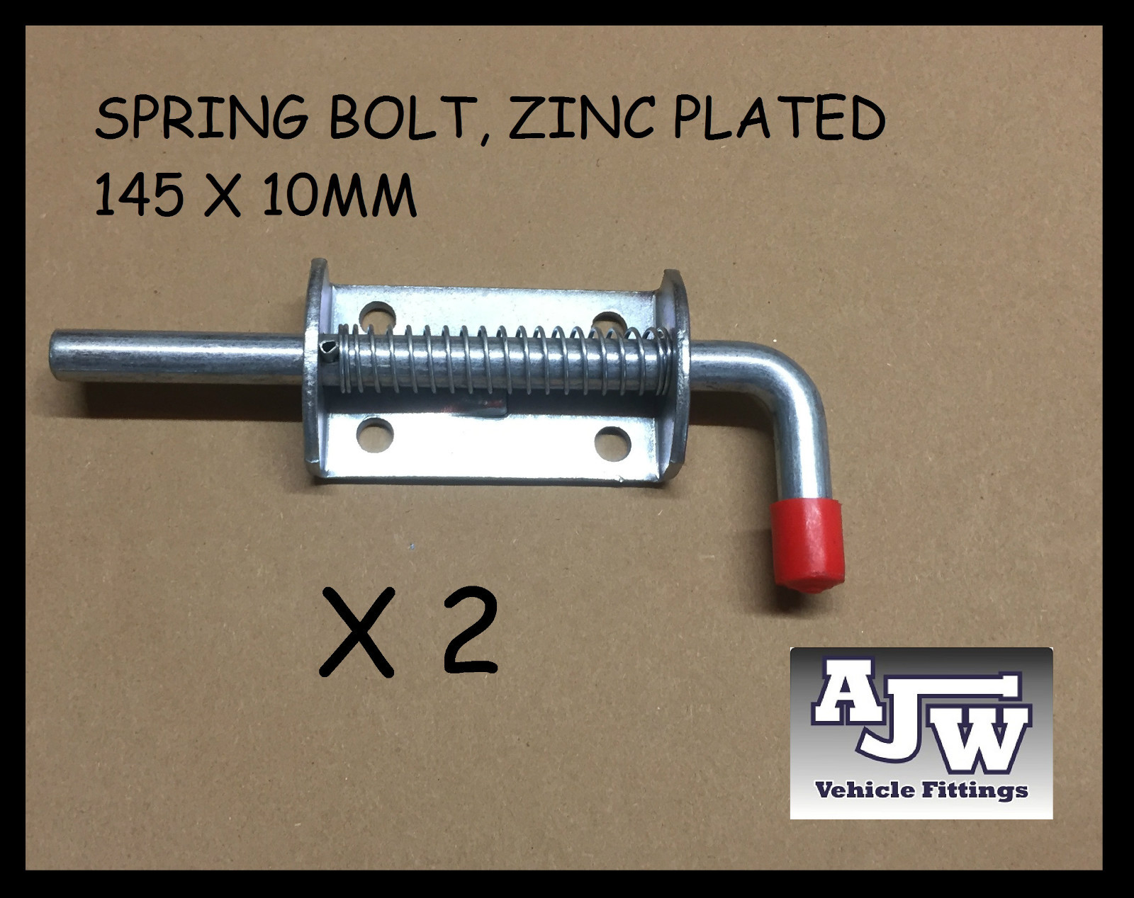 2 X Spring Bolt Z/P 10mm X 145mm For Trailer Horsebox Lorry Shed Gate ...