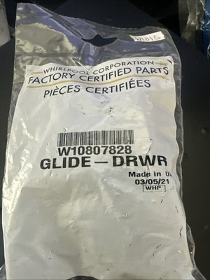 W10807828 NEW IN SEALED BAG GENUINE WHIRLPOOL Range Drawer Glides 2 ...