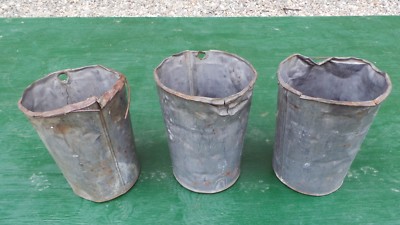 ANTIQUE 3 Maple Syrup OLD Tin Sap Buckets 8" High Flower Planters Pails ...