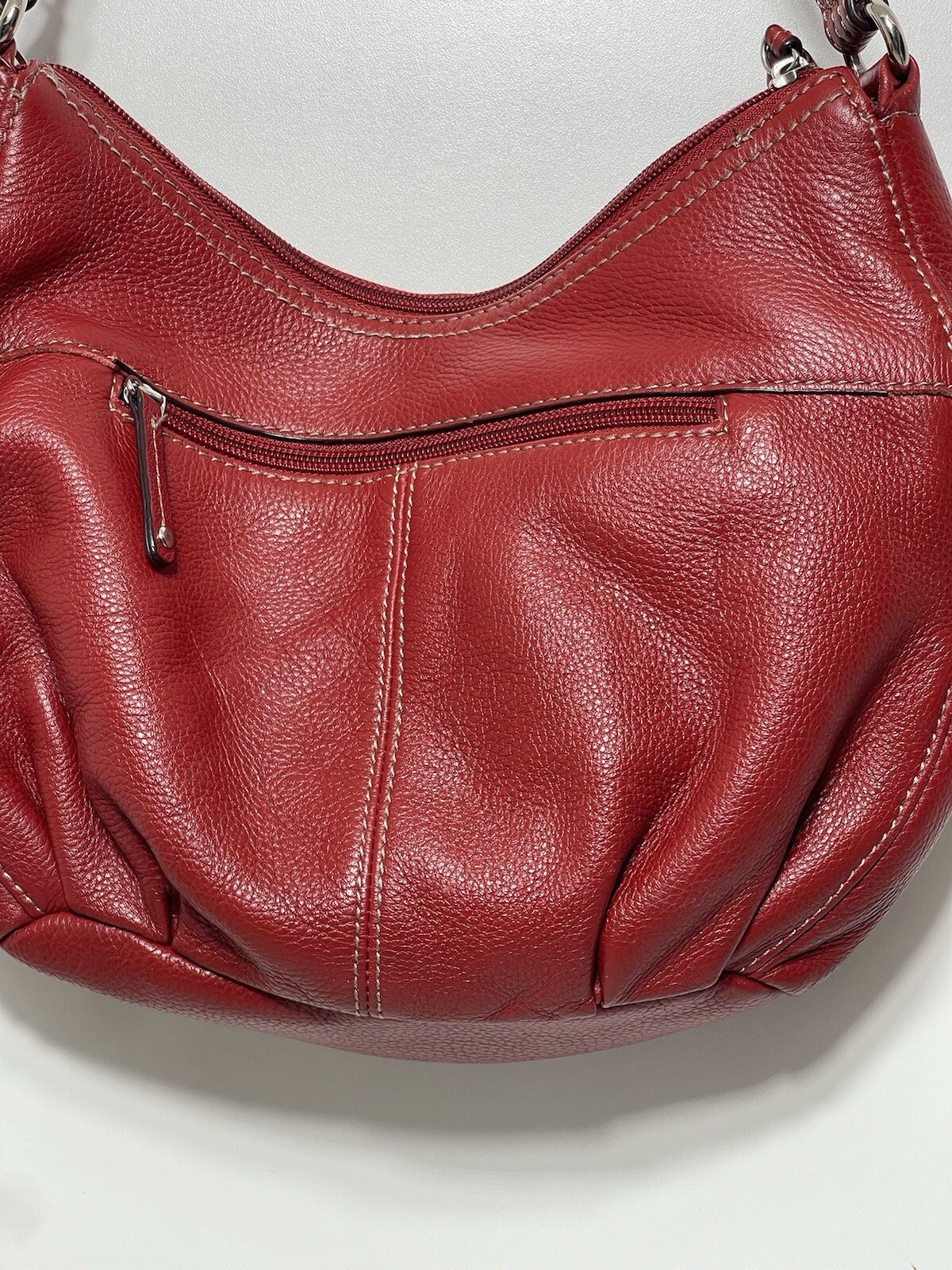 Tignanello Red Pebbled Leather Shoulder Handbag | eBay