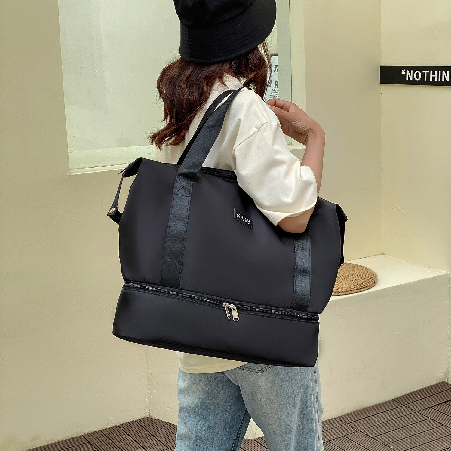 Women Ladies Gym Bag Large Holdall Bag Weekend Travel Sports Duffle ...