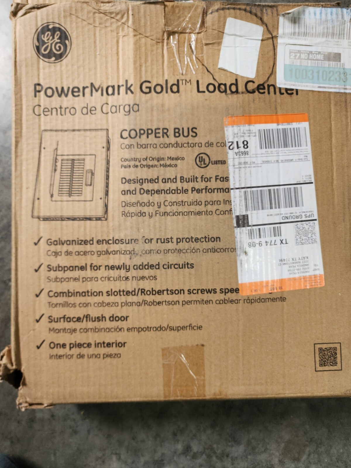 GE 125 Amp 14-Space 24-Circuit Main Lug Indoor Center w/ 4 Breakers ...