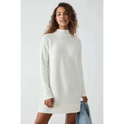 Free People Casey Tunic Ribbed Cotton Long Sleeved Mock Neck Medium | eBay