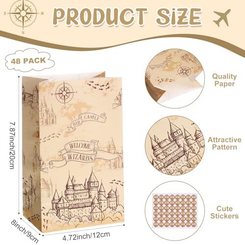 Magical Wizard Party Gift Bags Paper Goodie Bags Magical Wizard School Party Fav | eBay