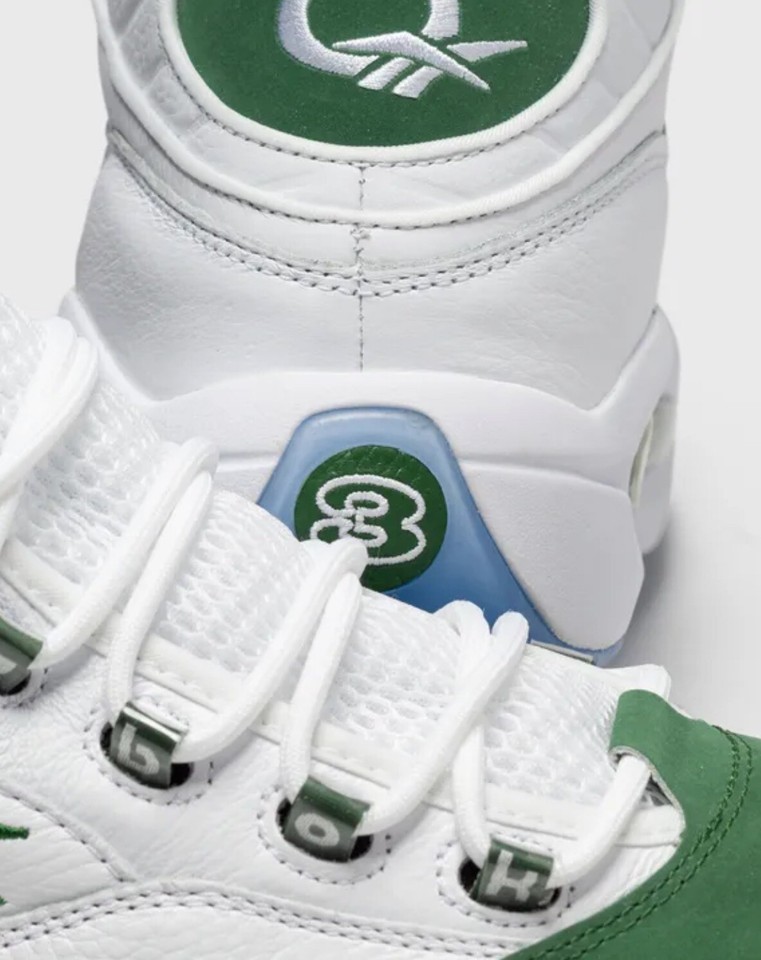 Mens Reebok QUESTION MID Shoes White Green Basketball Iverson Sneakers ...