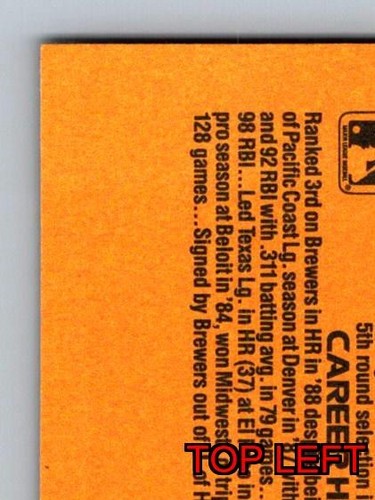 Joey Meyer Designated Hitter Milwaukee Brewers Donruss 1989 Card 339 ...