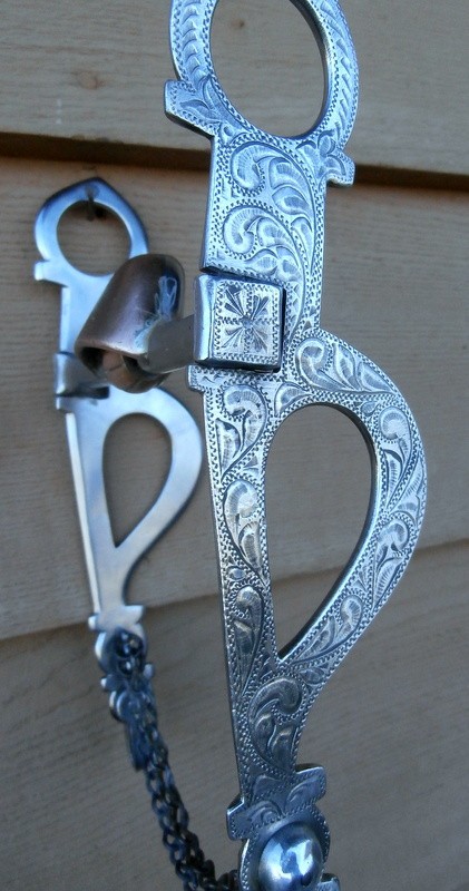 Vintage Engraved Sterling Silver Overlay Horse Show Bit w/ 3 Lip Chains ...