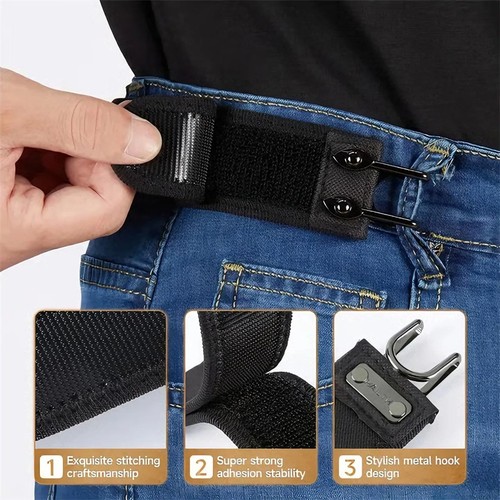 Tactical Metal Hook Elastic Belt Buckle-Less Invisible Waist Belt ...
