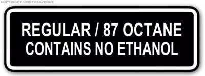 Regular 87 Contains No Ethanol Sticker Decal - Fuel JDM Gas | eBay