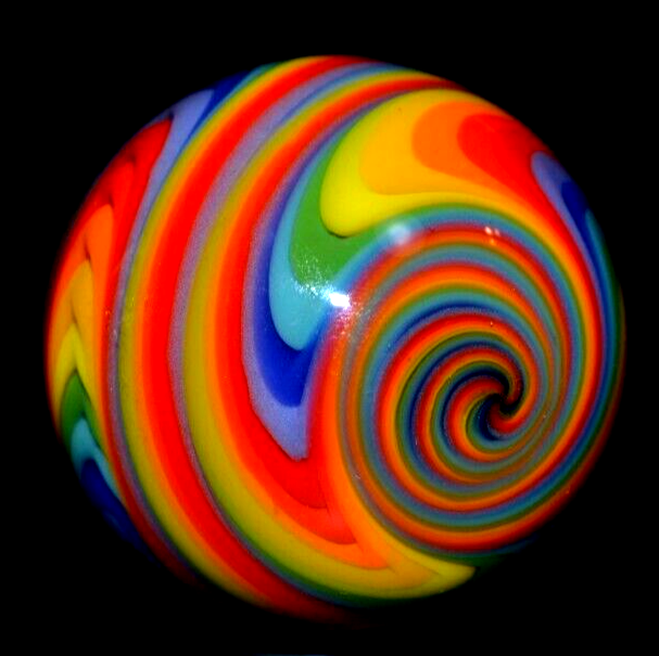 JAY SLACK GLASS MARBLE/1.443"-LOBED RAINBOW ARRAY-LILAC,LAVENDER,MINT ...